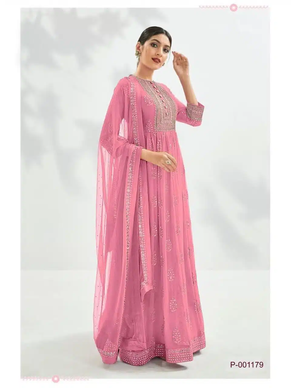 Pink Georgette Tikki Work Anarkali Suit Party Wear - HandyBuy.lk | Sri ...